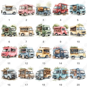 Watercolor Food Truck Clipart, Mobile Kitchen Illustration (JPG Bundle ...
