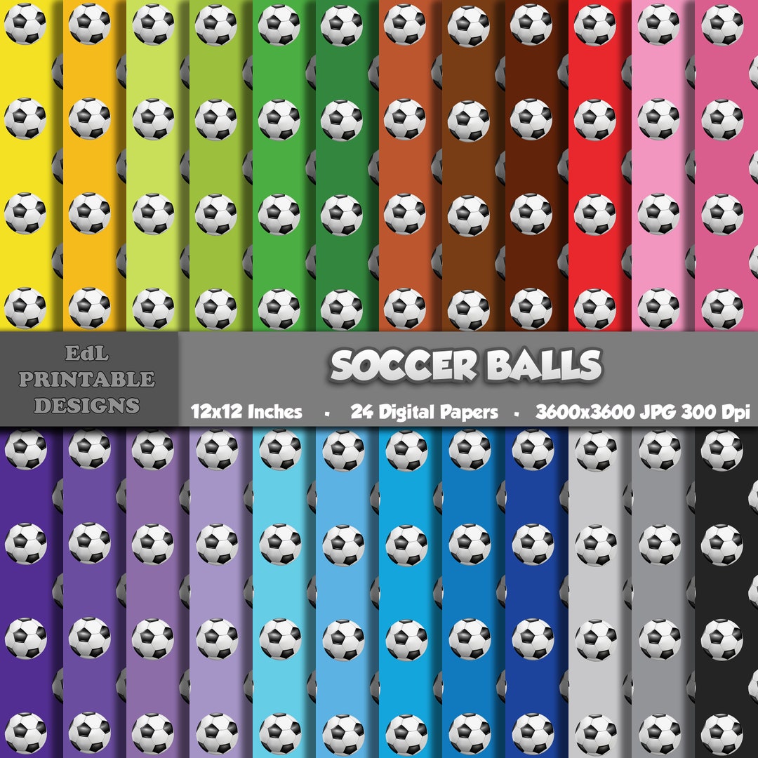 Soccer Balls Digital Paper Pack, Football Printable Background, Soccer ...