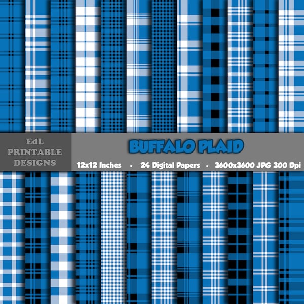 Blue Buffalo Plaid Fabric - Etsy