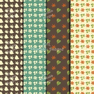 Fall Into Autumn Digital Paper, Printable Leafs Background, Boho Colors ...