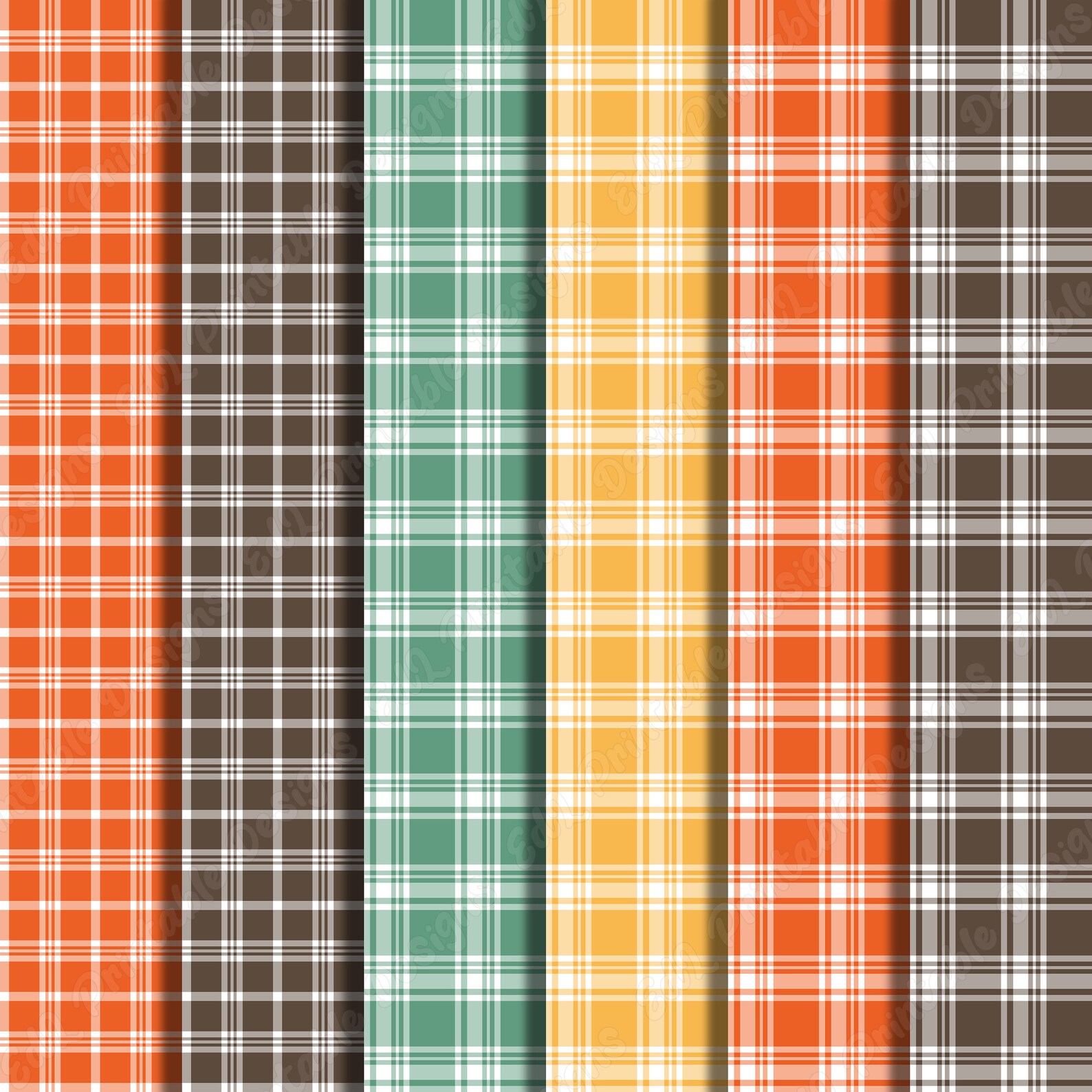Autumn Color Plaids Digital Papers, Tartan Printable Background ...