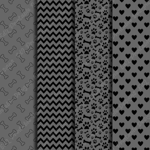Gray and Black Dog Patterns Digital Paper, Animal Prints Background ...
