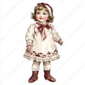 20 Vintage Christmas Girl Clip Art, 1920s Retro Kids Printable Image ...
