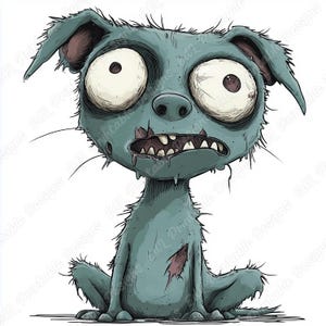 20 Strange Zombie Dog Clip Art, Quirky Dog Printable Image, Whimsical ...