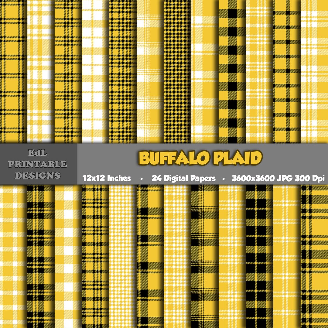 Yellow Buffalo Plaid Digital Papers, Printable Tartan, Scottish ...
