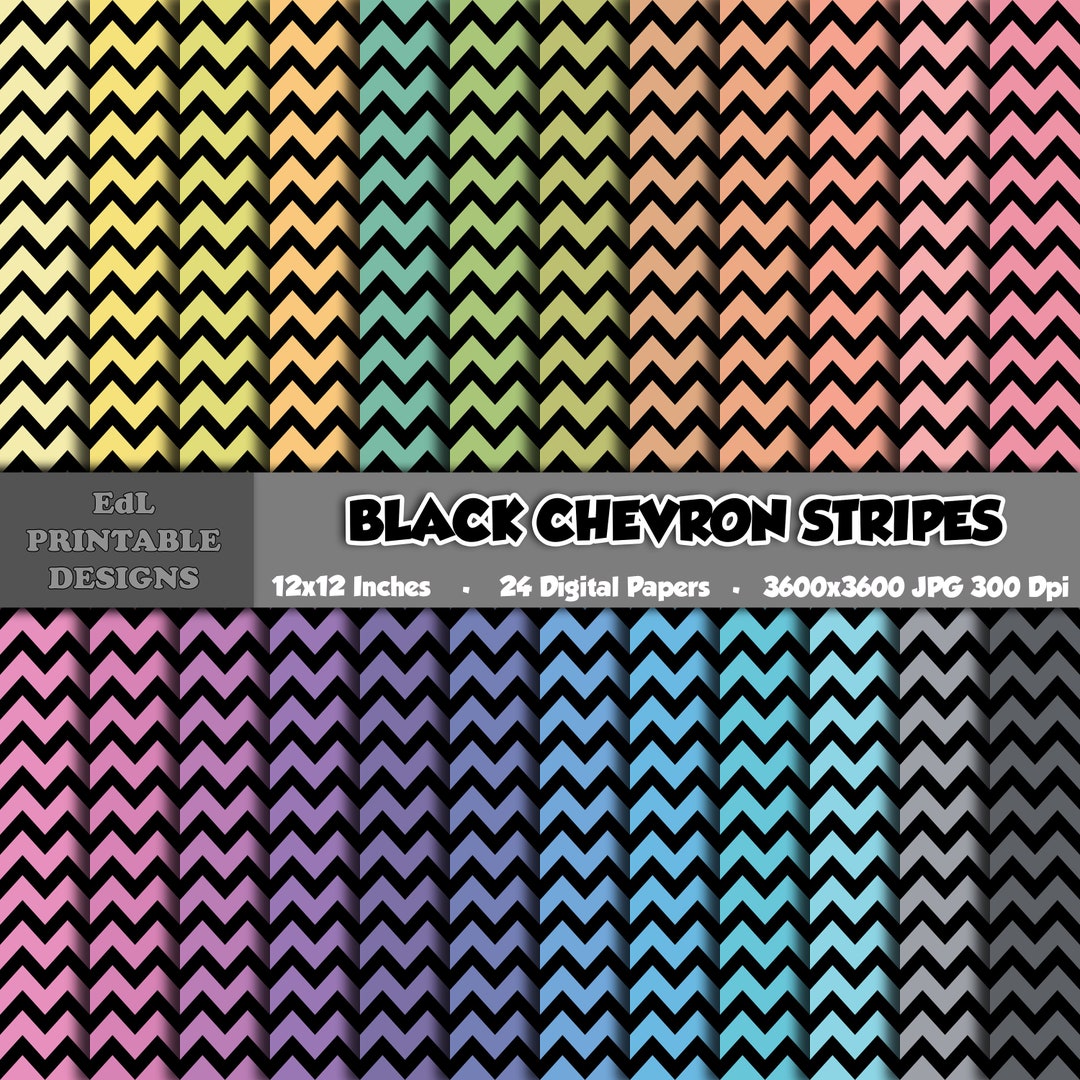 Black Chevron Stripes Digital Paper, Zig Zag Printable Background ...
