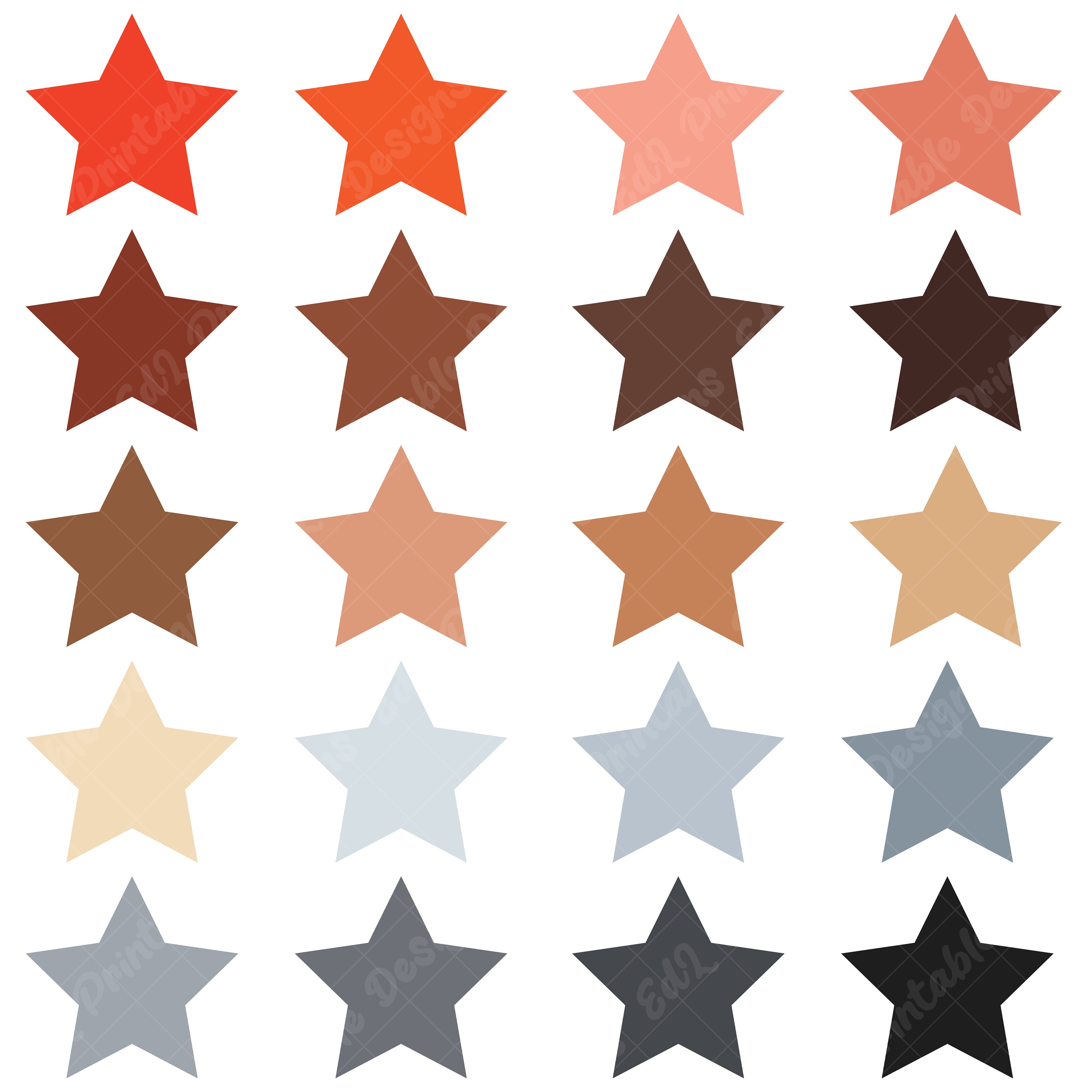 100 Solid Color Star Clip Art, Scrapbooking Planner Png, Rainbow Starry ...