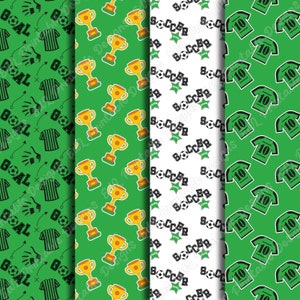 Soccer Digital Paper, Football Printable Background, Green Soccer Ball ...