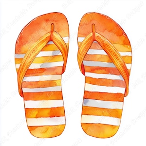 20 Watercolor Flip Flop Clip Art, Beach Slipper Printable Images ...