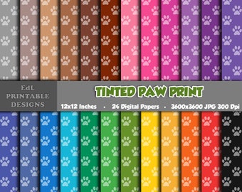 Paw Print Confetti Digital Paper, Animal Paw Printable Background ...