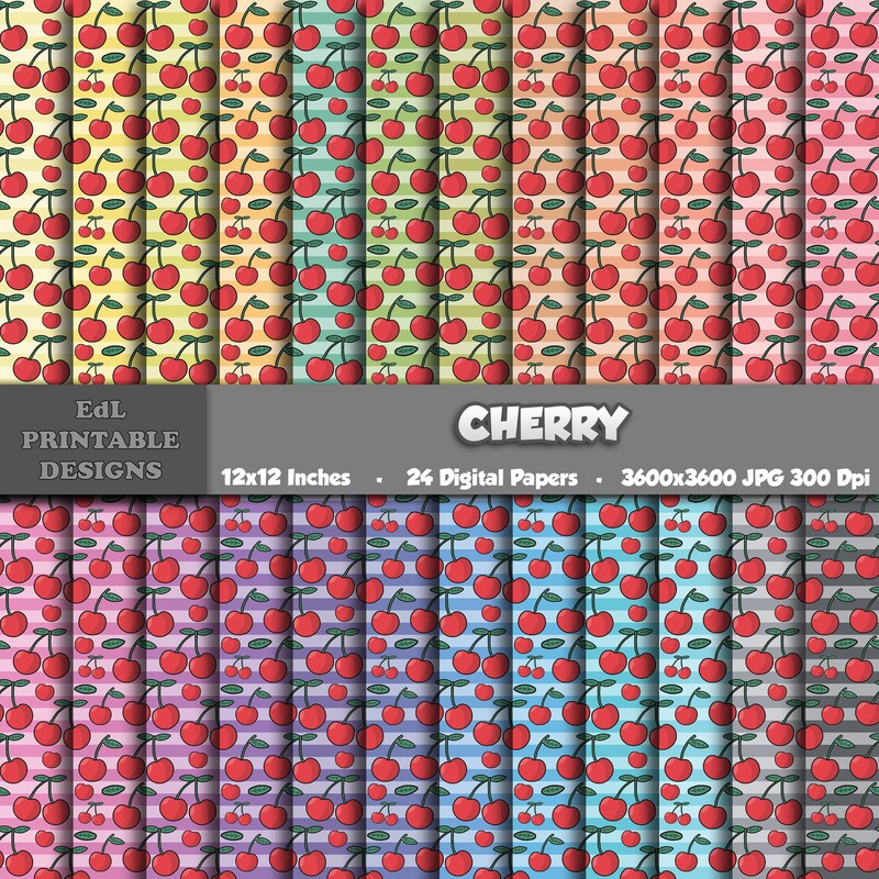 Cherry Digital Paper - Etsy