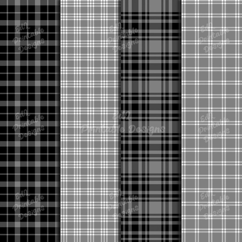 Gray Buffalo Plaid Digital Paper Pack, Tartan Scrapbook (digital ...