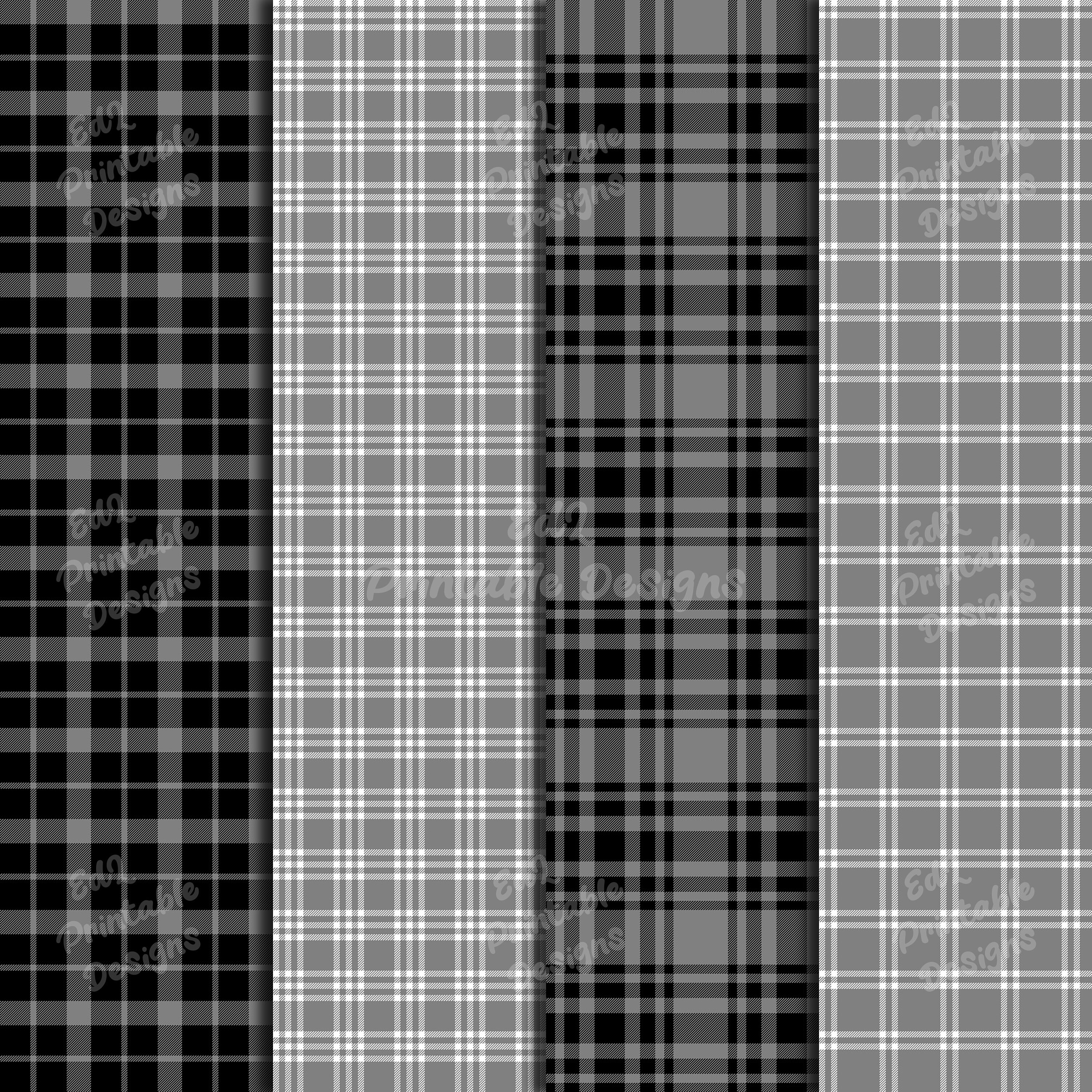 Gray Buffalo Plaid Digital Paper Pack, Tartan Scrapbook (digital ...