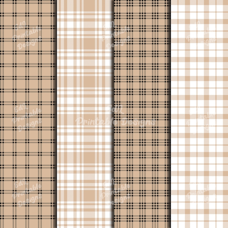Beige Buffalo Plaid Digital Paper Pack Printable Background - Etsy