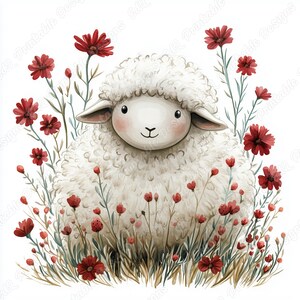 Watercolor Sheep Clip Art, Lamb Printable Nursery Art (JPG Digital ...