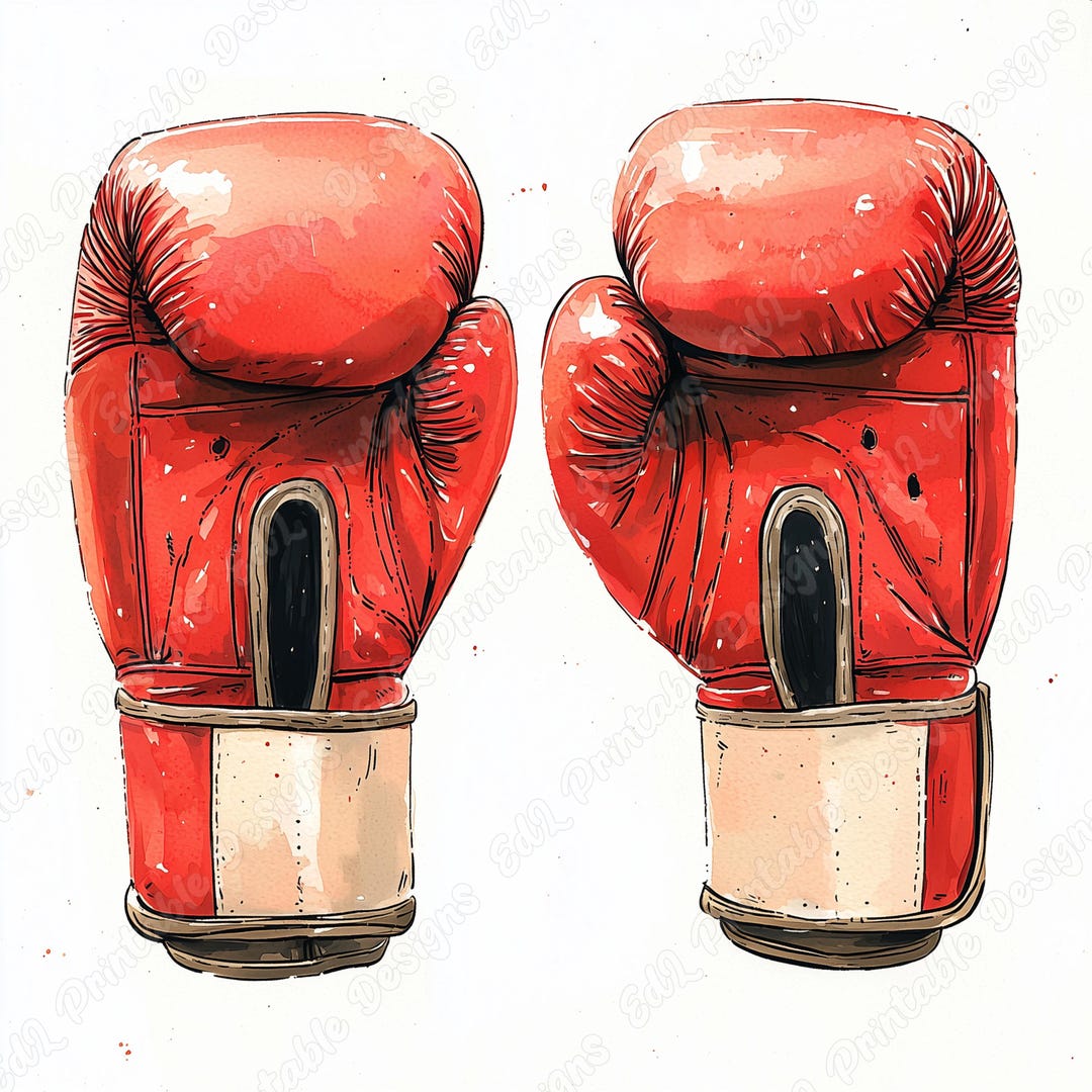 20 Watercolor Boxing Gloves Clip Art, Sports Fight Printable Image ...