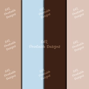 Cute Elephant Digital Paper Pack, Brown and Blue Printable Background ...