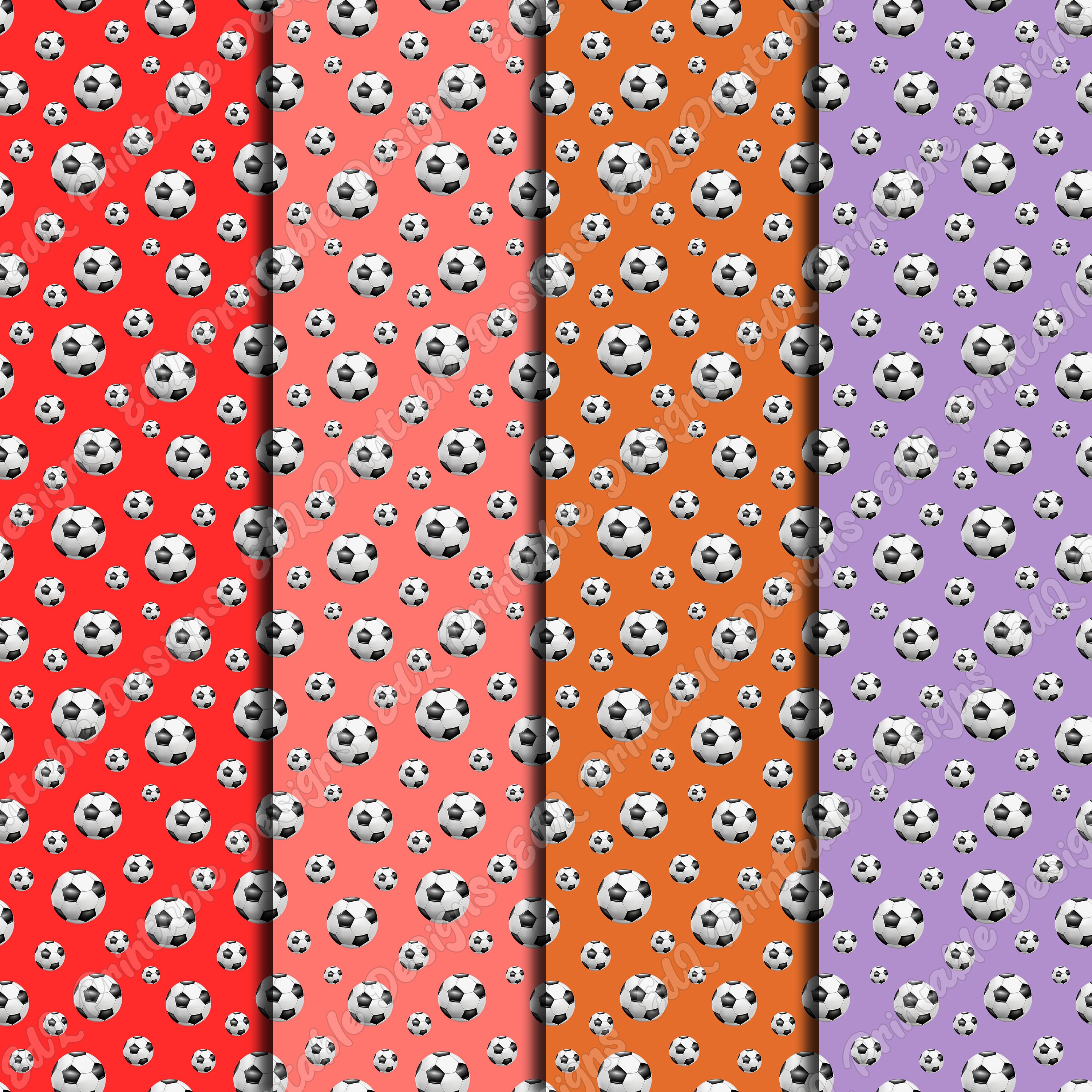 Confetti Soccer Balls Digital Paper, Football Printable Background ...
