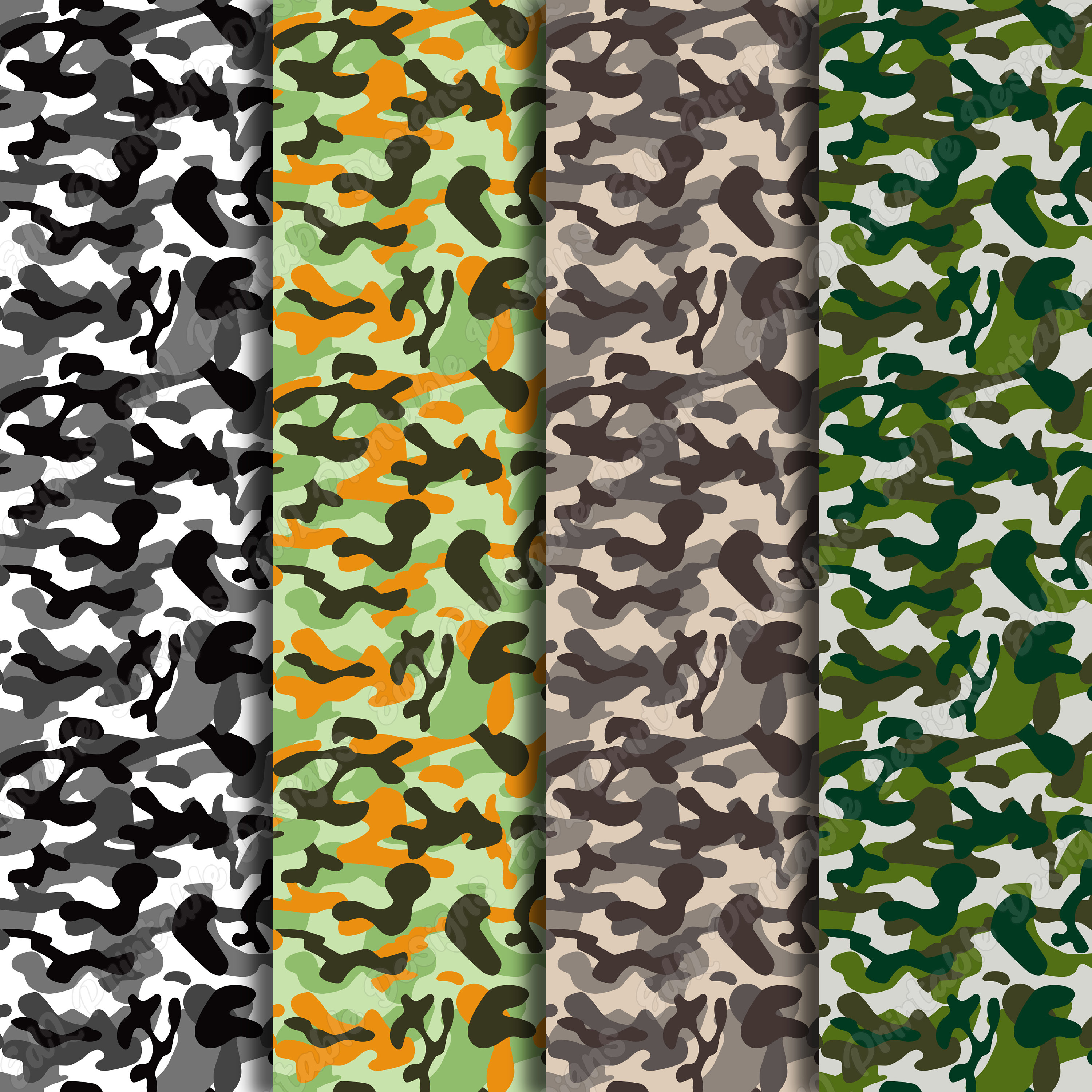 Colorful Camouflage Digital Pattern Paper, Army Print Printable ...