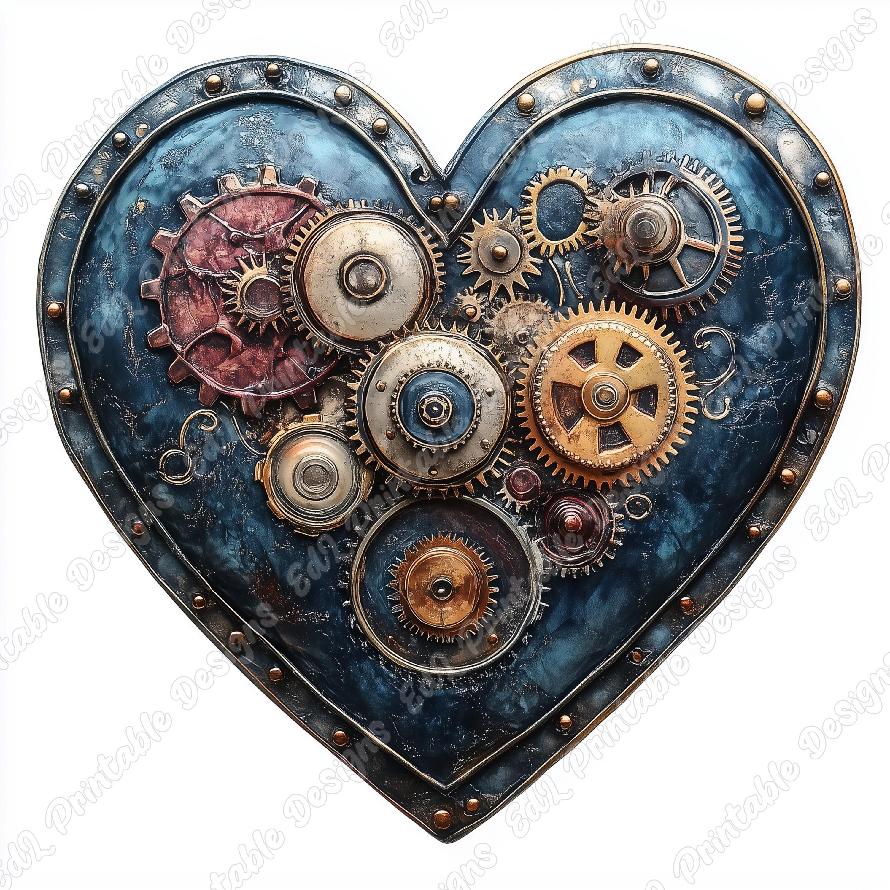 Steampunk Heart Clip Art, Mechanical Love JPG Set (digital Download) - Etsy