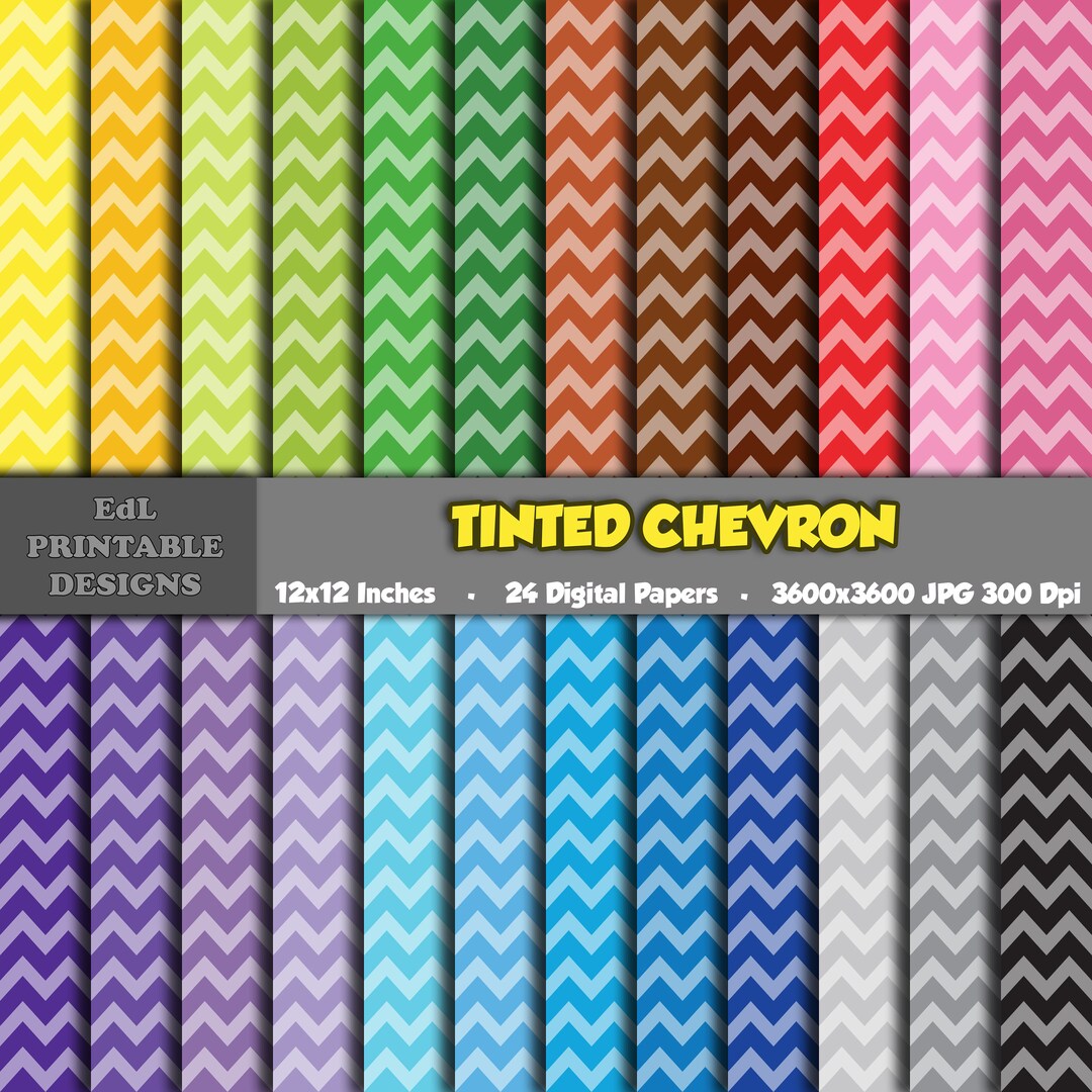 Chevron Stripes Digital Paper, Rainbow Scrapbook Pattern (digital ...