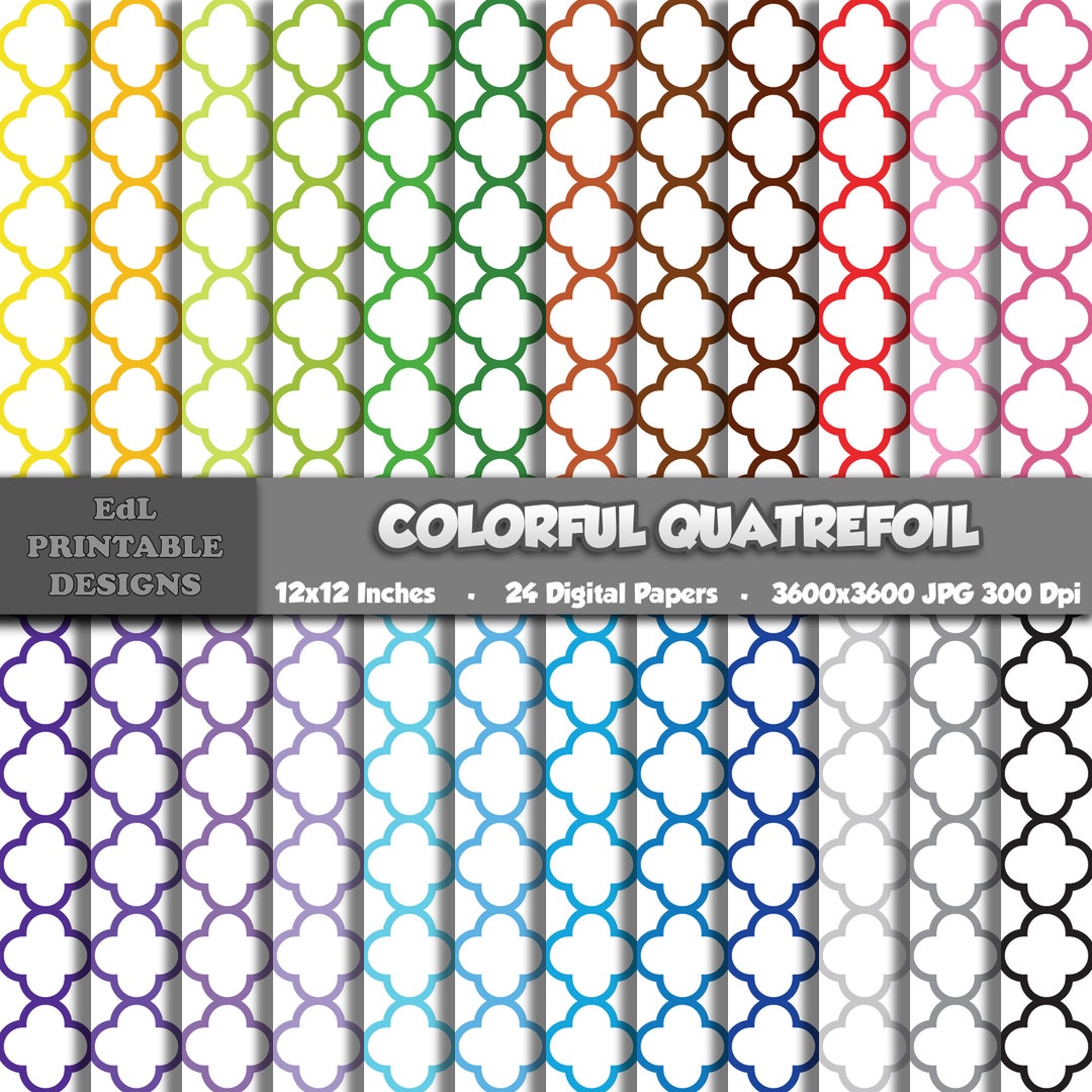 Colorful Quatrefoil Digital Paper, Moroccan Printable Background ...