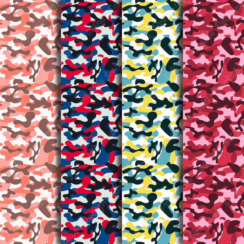 Colorful Camouflage Digital Paper, Seamless Camo Patterns (digital ...