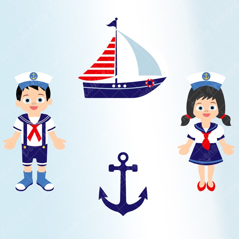 Nautical Clip Art, Sailor Printable Digital Png, Summer Party Decor ...
