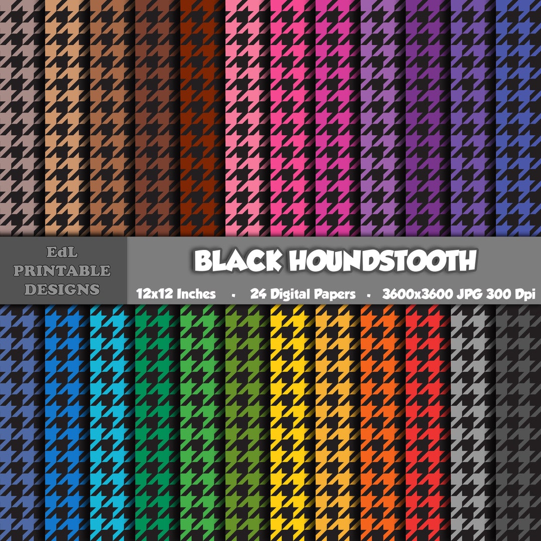 Black Houndstooth Digital Paper, Hounds Tooth Tweed Printable ...