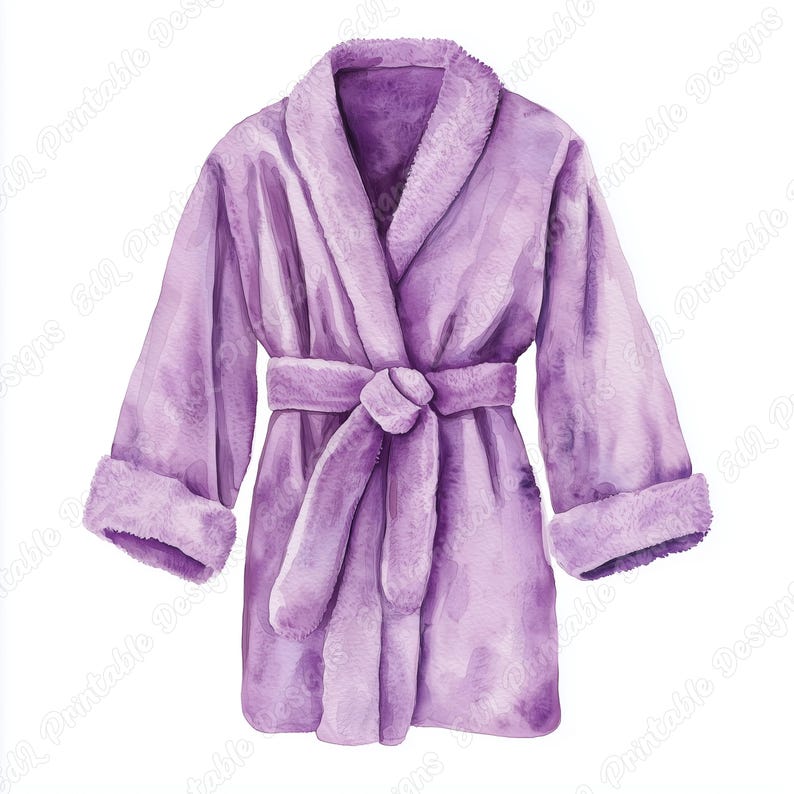 Watercolor Bathrobe Clipart, Fluffy Spa Robe Images, Spa Themed ...