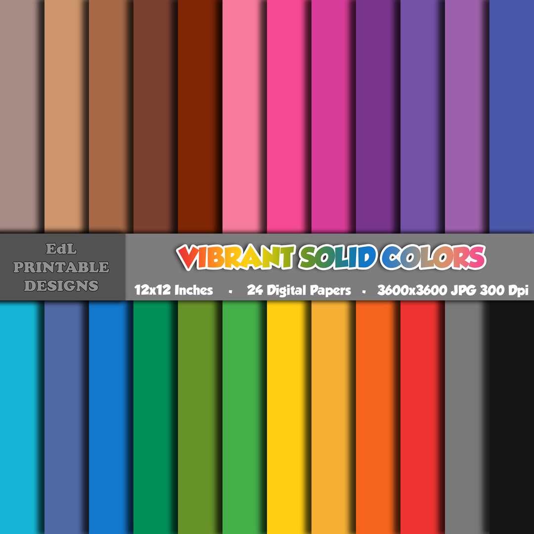 Vibrant Solid Colors Digital Paper, Plain Colored Printable Background ...