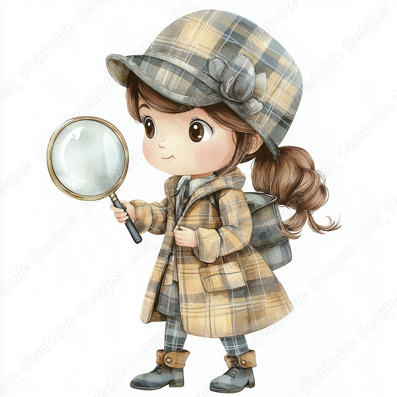 Detective Girl Clipart, Spy Kid Printable Image Set (digital Download ...
