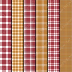 Gold and Red, Burgundy Plaid Digital Papers, Tartan Printable ...
