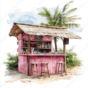 20 Tropical Beach Bar Clip Art, Hawaii Cocktail Bar Printable Images ...