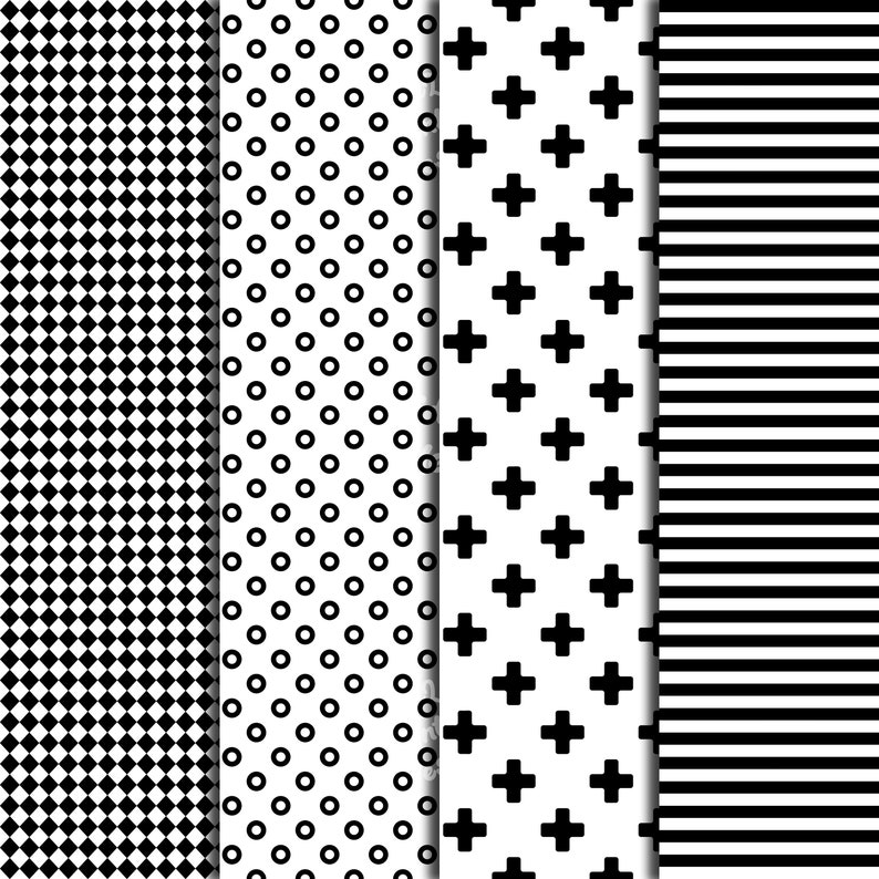 Black and White Digital Paper Pack, Dark Printable Background ...