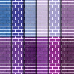 Colorful Brick Wall Digital Paper, Rainbow Scrapbook, 12x12 (digital ...