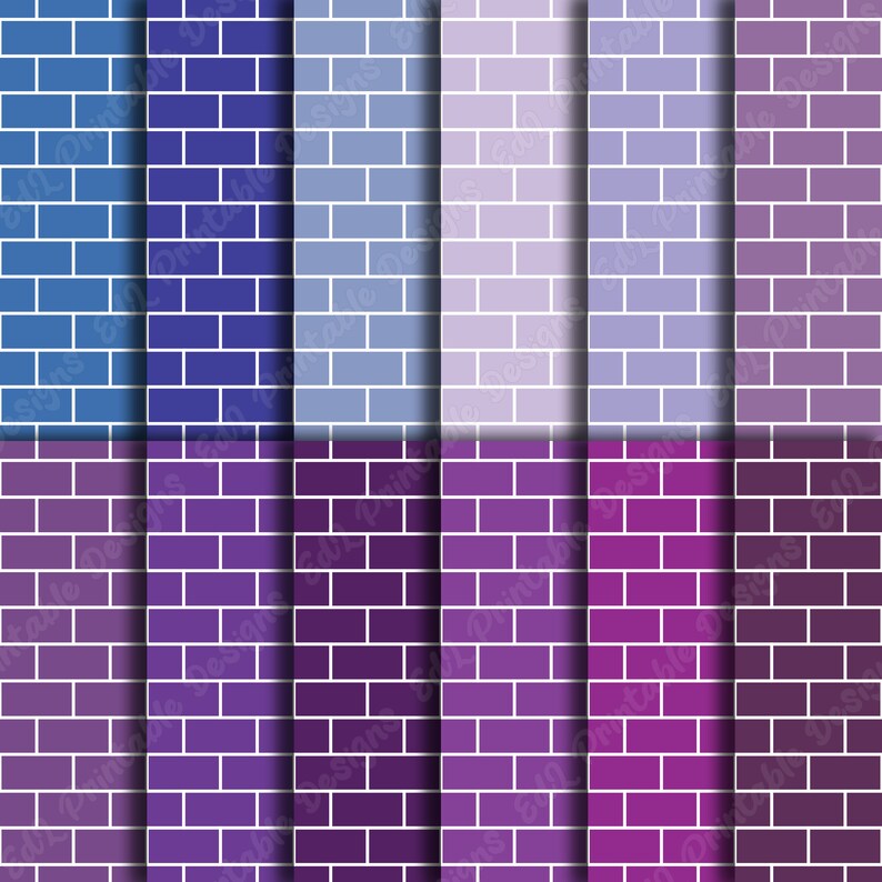 100 Bricks Digital Paper, Colorful Brick Wall Printable Background ...
