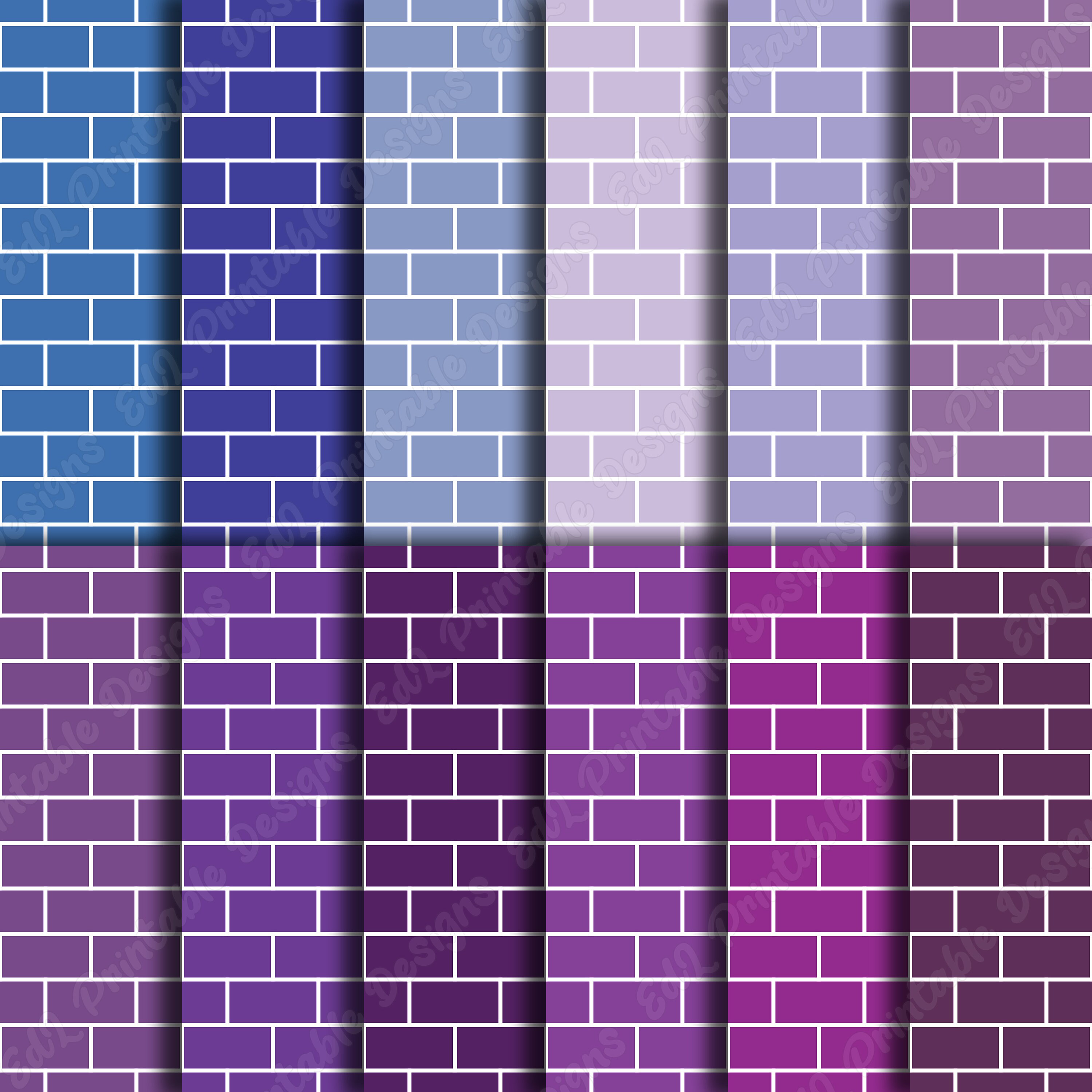 Colorful Brick Wall Digital Paper, Rainbow Scrapbook, 12x12 (digital ...