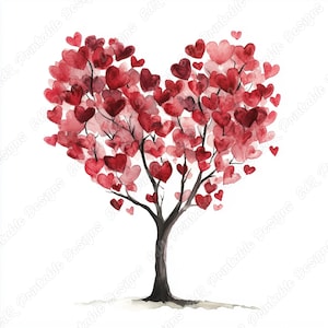 20 Heart Shape Tree Clip Art, Valentines Day Heart Tree Printable ...