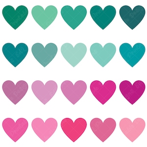 100 Solid Color Heart Clip Art, Rainbow Colorful Love Clipart ...