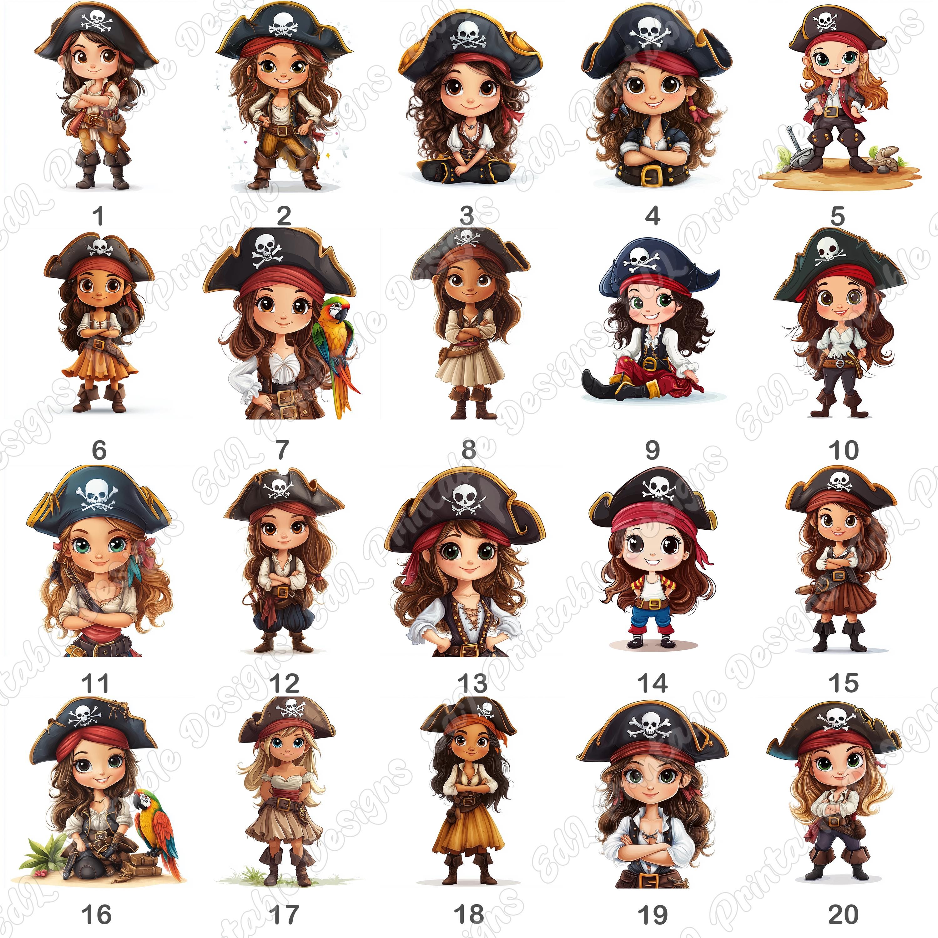 Pirate Girl Clipart, Little Children Paper Crafts JPG Set (digital ...