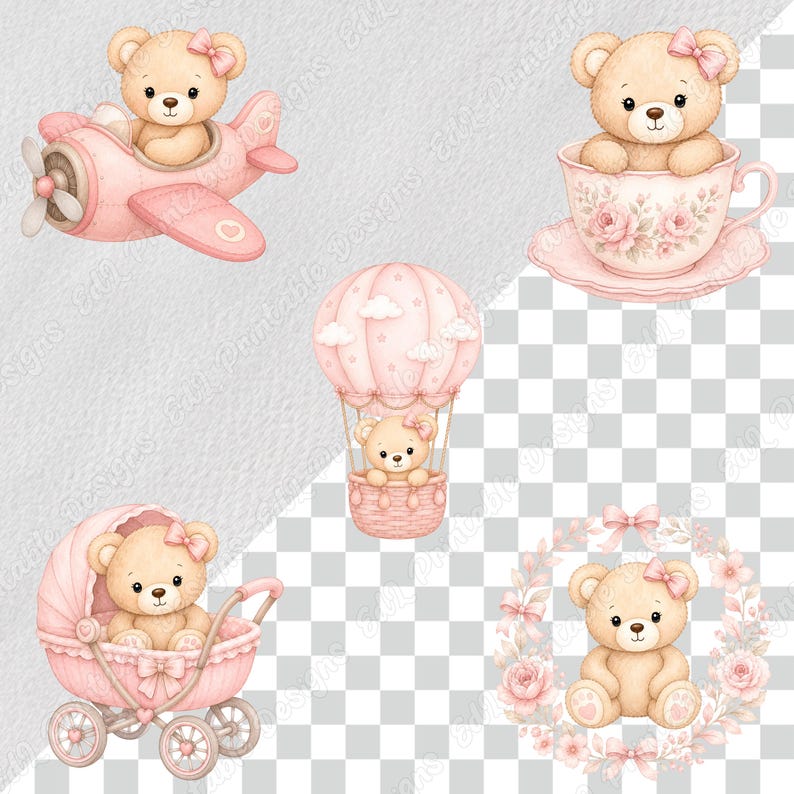 Ours en peluche rose PNG Clipart, baby shower girl, image de chambre d ...