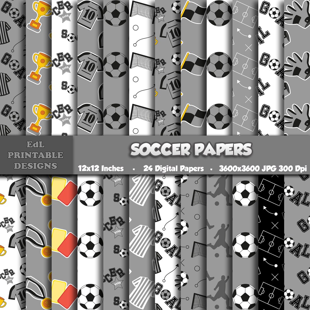 Gray Soccer Ball Digital Paper Pack, Sports Theme (digital Download) - Etsy