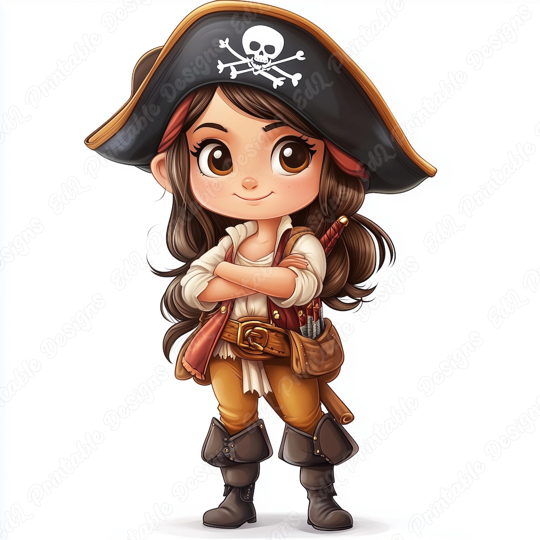 20 Cute Pirate Girl Clip Art, Cartoon Pirate Kid Printable Image ...