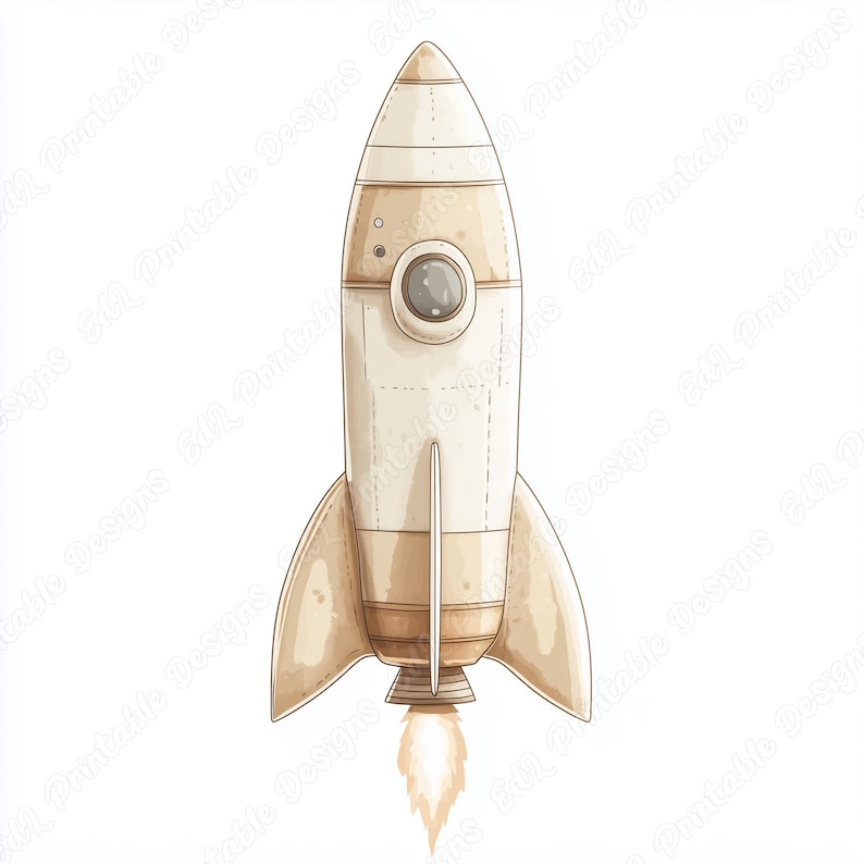 Watercolor Rocket Clip Art, Space Nursery (JPG Set) - Etsy