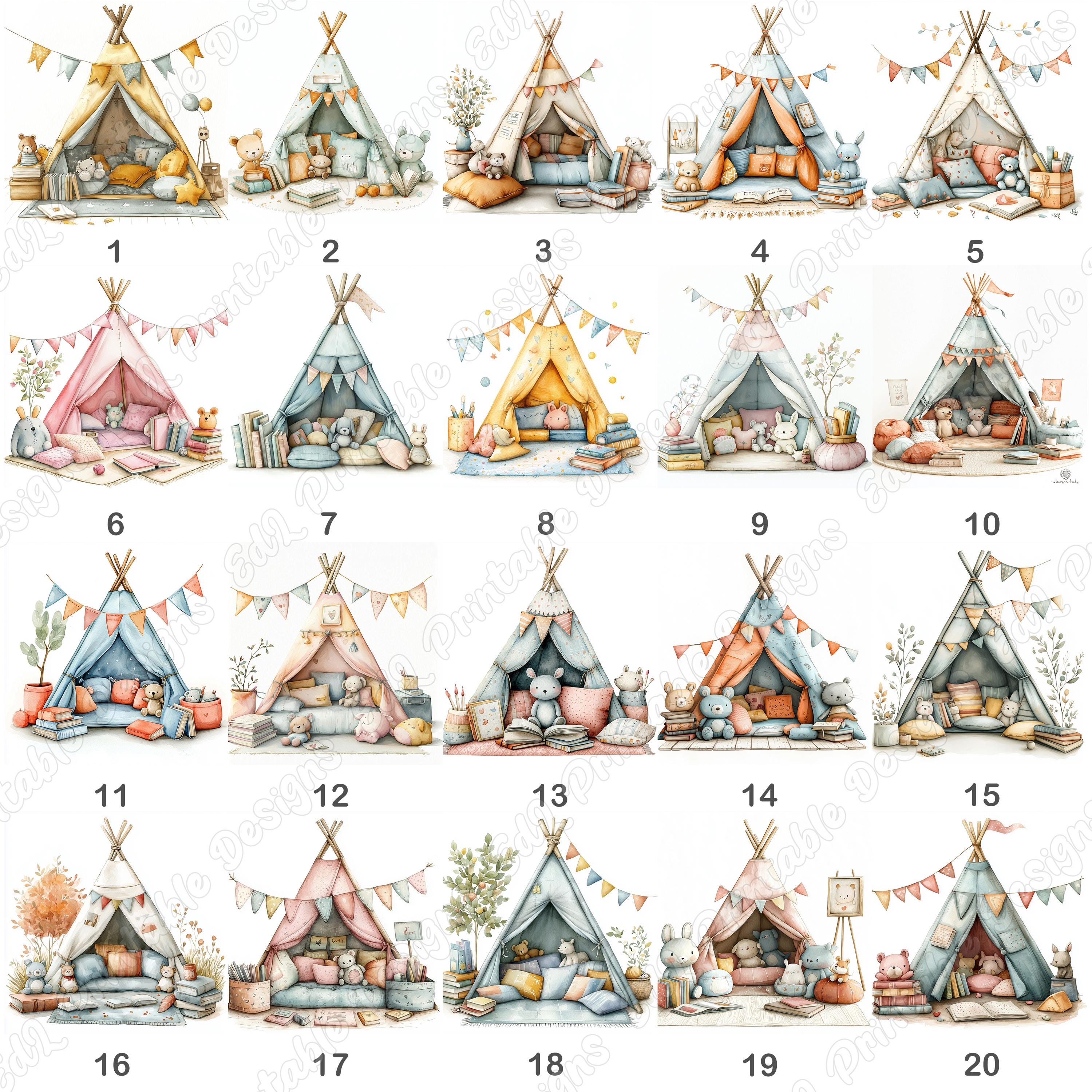 Teepee Tent Clipart, Cozy Children Tipi Scrapbook Graphics (JPG Digital ...