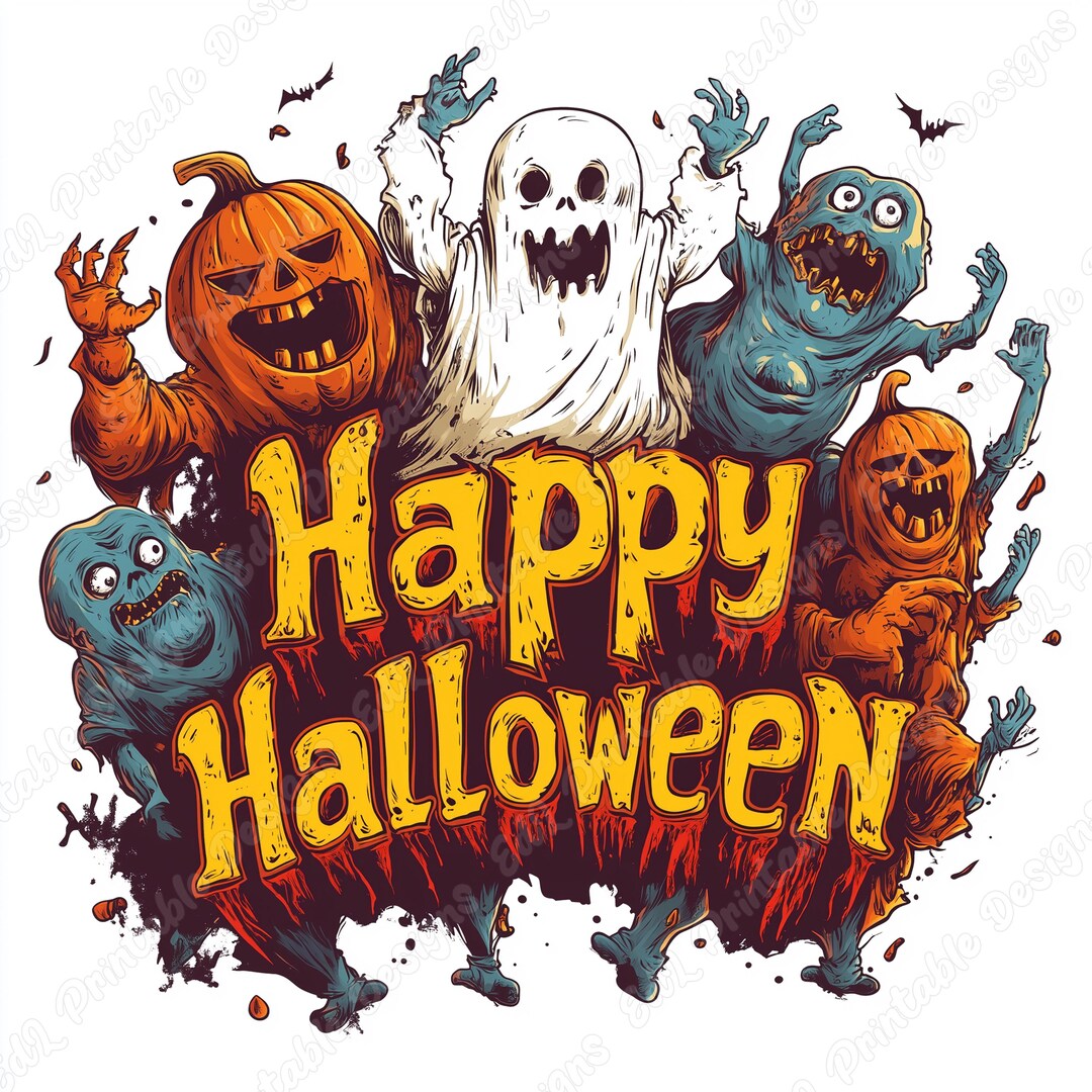 20 Funny Halloween Word Clip Art, Monsters, Ghouls and Ghost Printable ...