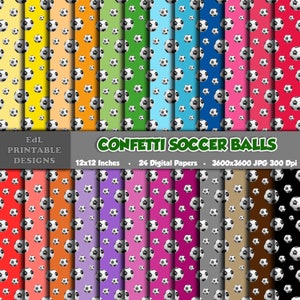 Confetti Soccer Balls Digital Paper, Sports Theme (set of 24) - Etsy