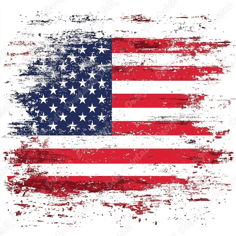 Distressed American Flag Clip Art, Grunge USA Patriotic Graphics ...