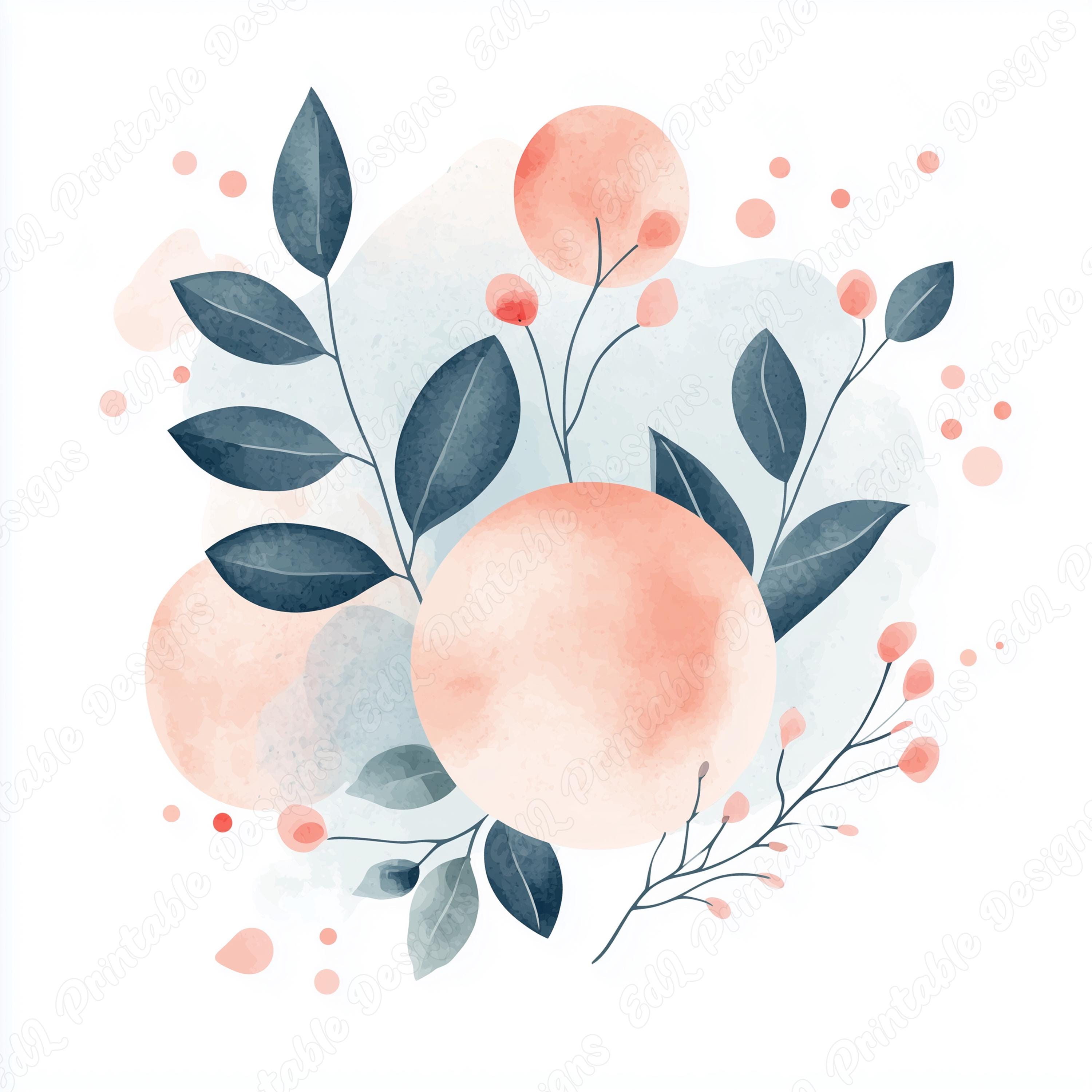 Boho Floral Clip Art, Abstract Watercolor Elements (JPG Digital ...